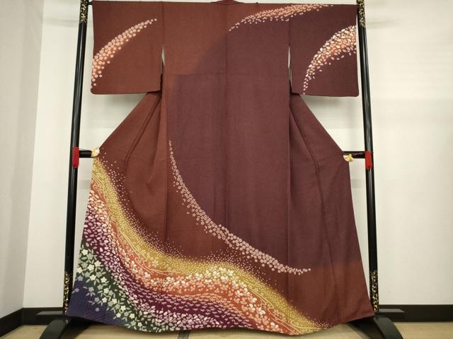 平和屋着物●訪問着　絞り　中国三大刺繍　相良刺繍　流水花文　金糸　銀通し地　正絹　逸品　AAAZ4858ck