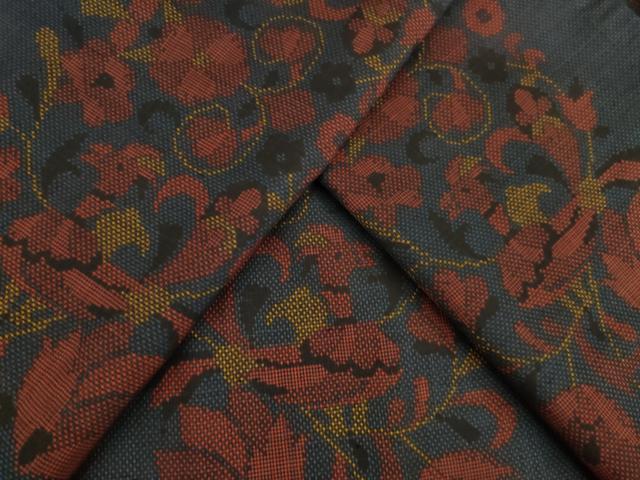 平和屋着物●本場大島紬　一元7マルキ　花鳥間道　正絹　逸品　AAAZ4865ck