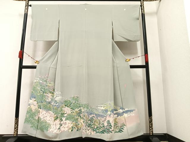 平和屋着物●本加賀友禅作家　池田裕　色留袖　草花文　正絹　逸品　AAAZ4882ph