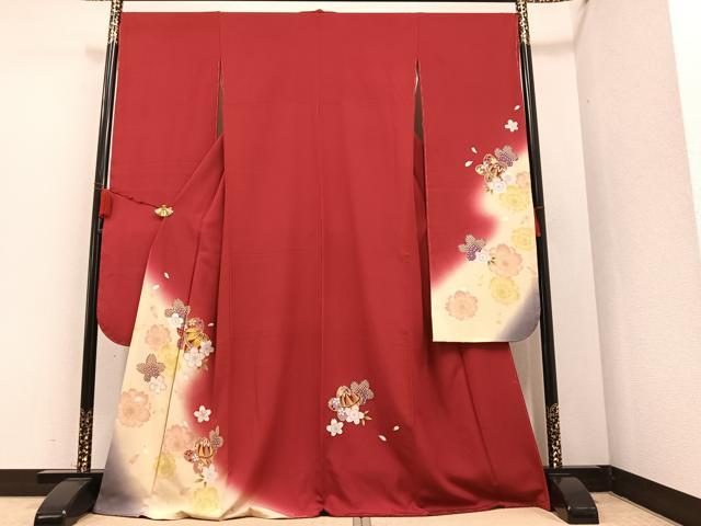 平和屋着物●豪華振袖　舞桜文　暈し染め　金彩　正絹　逸品　未使用　AAAZ4907ph