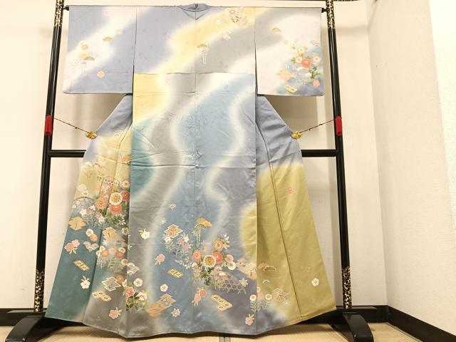 平和屋着物●訪問着　作家物　春峰　貝桶草花籬文　暈し染め　金彩　正絹　逸品　AAAZ4935ph