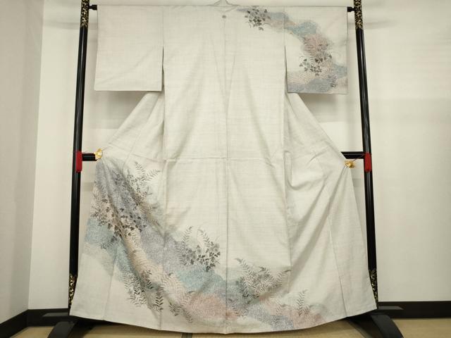 平和屋着物●本場大島紬　訪問着　100亀甲　草花文　正絹　逸品　AAAZ4961ck