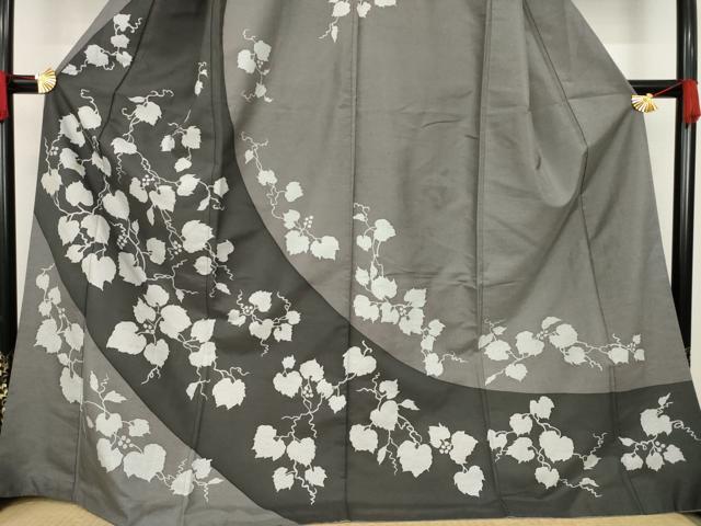 平和屋着物○訪問着 紬地 シルエット文様 正絹 逸品 AAAX0083np