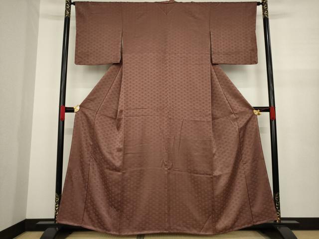 平和屋着物●無地絵羽訪問着　刺繍　花青海波　赤褐色　正絹　逸品　未使用　AAAZ4971ck