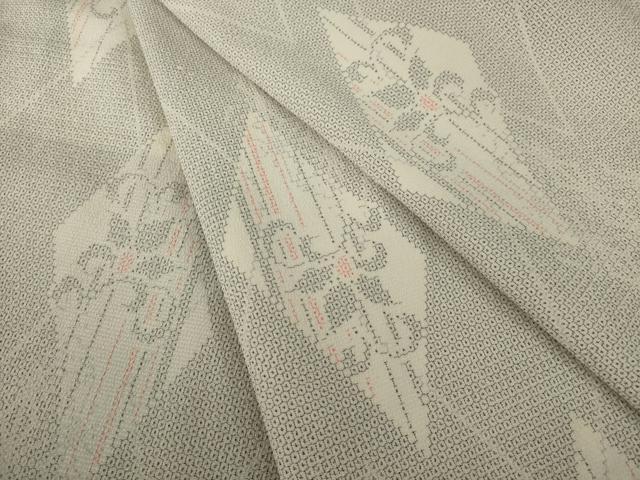 平和屋着物●本塩沢　110亀甲　花菱文　正絹　逸品　AAAZ4986ck