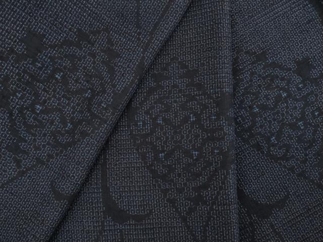 平和屋着物●結城紬　80亀甲　飾花文　正絹　逸品　AAAZ5009ck