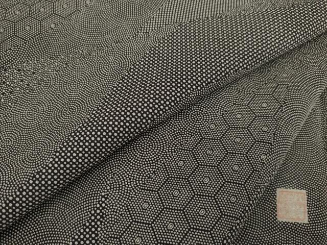 平和屋着物●伝統工芸師　服部光擴　江戸小紋　変わり立涌文　黒地　正絹　逸品　AAAZ5028ck