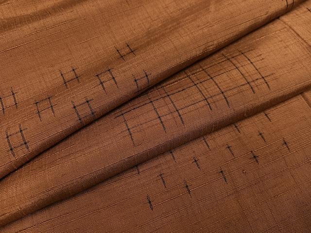 平和屋着物●上質な紬　絣文様　胡桃色　正絹　逸品　AAAZ5056ph