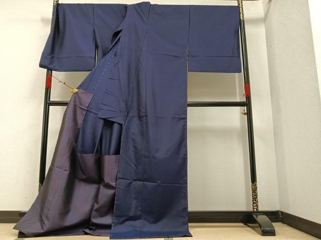 平和屋着物▽上質な紬 単衣 市松文 正絹 逸品 DAAV5187az