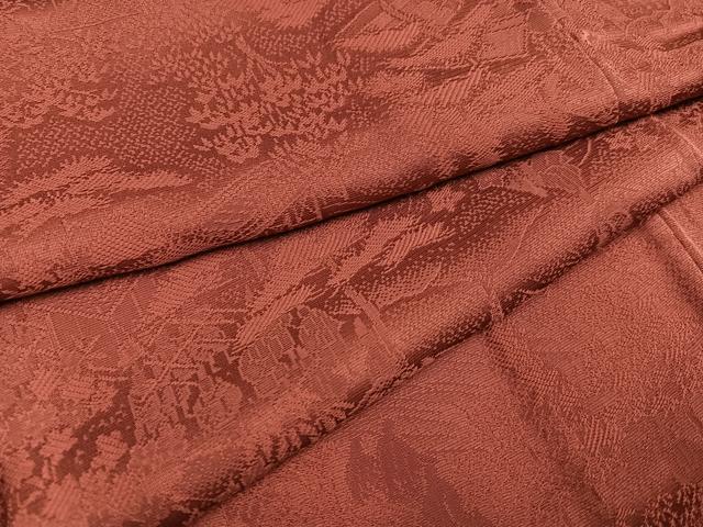 平和屋着物●上質な色無地　人物樹林地紋　紅鳶色　さが美扱い　正絹　逸品　AAAZ5085ph