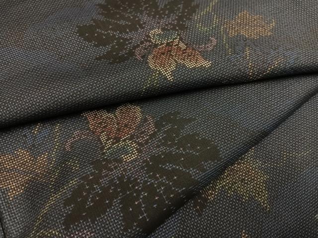 平和屋着物●本場大島紬　カタス７マルキ　草花文　正絹　逸品　AAAZ5096ph