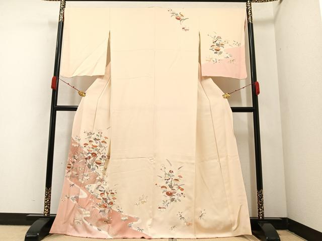 平和屋着物●創業460年・千總　訪問着　草花文　金銀彩　高島屋扱い　正絹　逸品　AAAZ5098ph