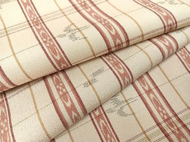 平和屋着物●上質なお召　琉球絣文様　正絹　逸品　AAAZ5109ph