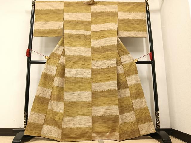 平和屋着物●上質な紬　段違い　正絹　逸品　AAAZ5118ph