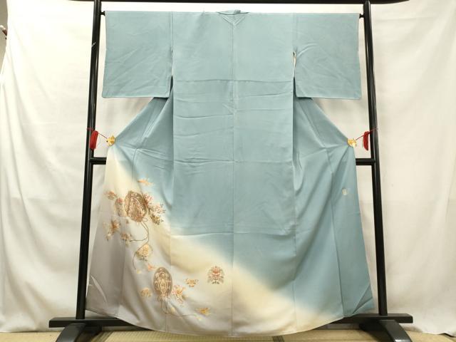 平和屋着物●金彩友禅　卓越技能者・名工・和田光正　訪問着　鏡裏花喰い鳥　暈し染め　金彩　正絹　逸品　AAAZ5538ma