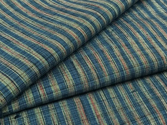 平和屋着物▽上質な紬　単衣　縞　正絹　逸品　AAAZ5710jh