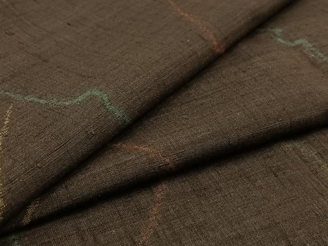 平和屋着物▽上質な紬　単衣　雪輪文　正絹　逸品　AAAZ5712jh