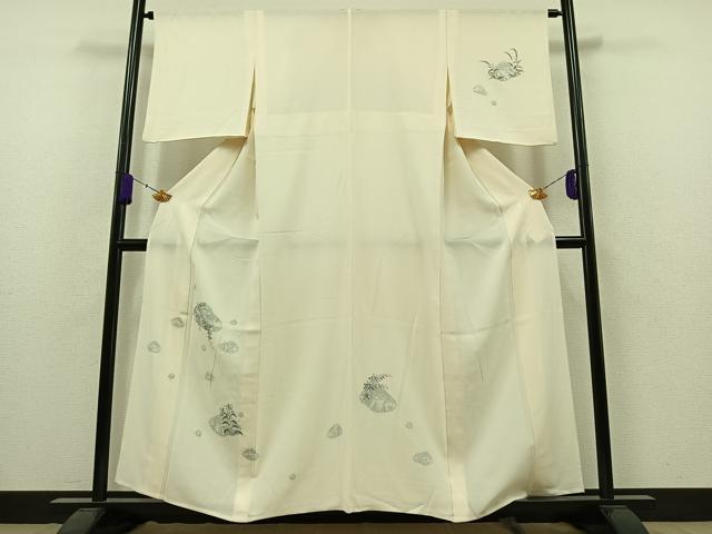 平和屋着物▽訪問着　単衣　貝合わせ花文　正絹　逸品　AAAZ5719jh