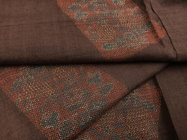 平和屋着物●本場結城紬　重要無形文化財　色紙花文　正絹　逸品　AAAZ6814ph