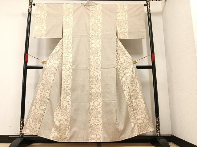 平和屋着物●本場大島紬　一元７マルキ　更紗唐草間道　正絹　逸品　未使用　AAAZ6844ph