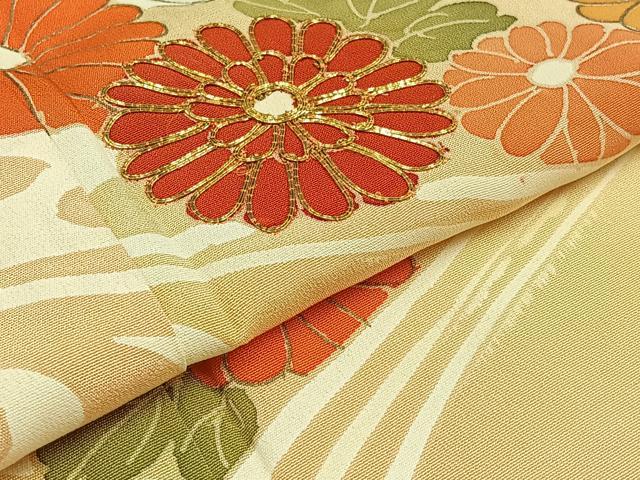 平和屋着物▽訪問着 単衣 駒刺繍 流水菊文 暈し染め