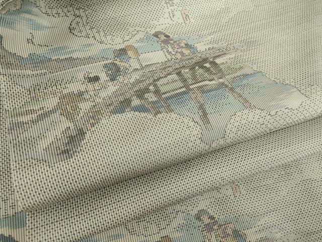 平和屋着物●都喜ヱ門　本場大島紬　一元7マルキ　総絣　渡り橋人物文　藤絹織物謹製　正絹　逸品　AAAZ7193ck