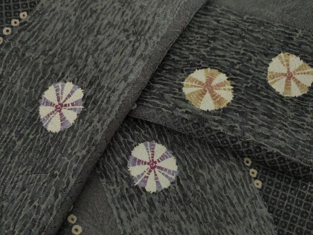 平和屋着物●上質な小紋　縞　丸文　正絹　逸品　AAAZ7205ck