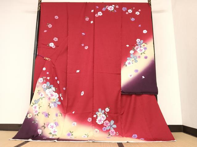 平和屋着物●豪華振袖　草花文　暈し染め　仮絵羽　逸品　未使用　AAAZ7302zg