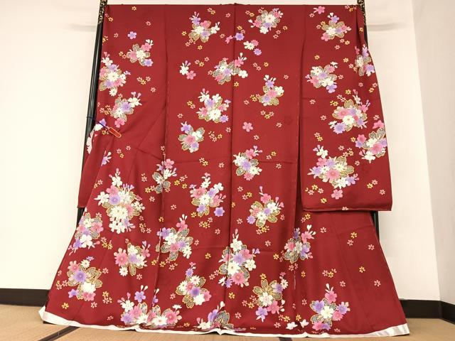 平和屋着物●豪華振袖　駒刺繍　舞花文　暈し染め　金彩　仮絵羽　逸品　未使用　AAAZ7307zg