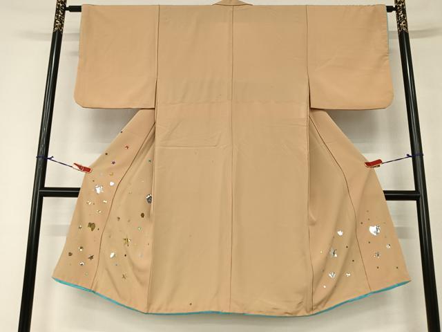 平和屋着物●男性　訪問着　ハート　星　飴色　背抜き仕立て　正絹　逸品　AAAZ7319zg 平和屋着物○男性 訪問着 ハート 星 飴色 背抜き仕立て 正絹 逸品