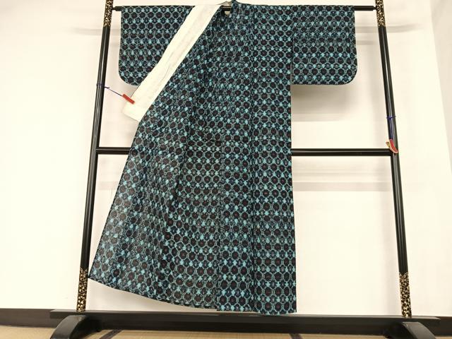 平和屋着物○備後絣 単衣 花亀甲文 正絹 逸品 AAAZ7323zg