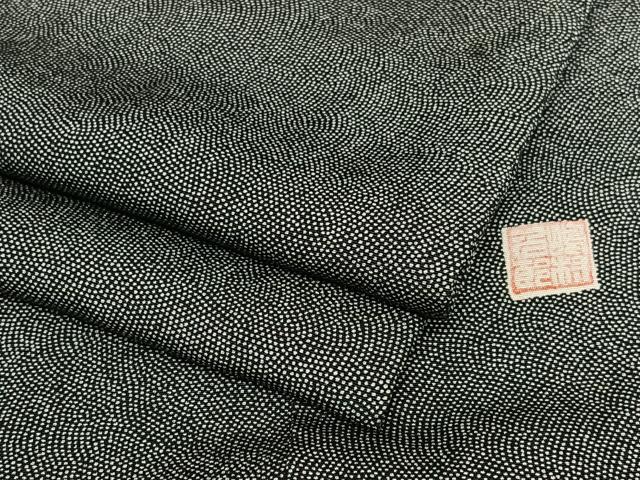 平和屋着物●嶋村次郎　江戸小紋　鮫小紋柄　黒地　正絹　逸品　AAAZ7342zg
