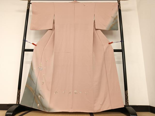 平和屋着物●訪問着　友禅　立波花文　暈し染め　金彩　正絹　逸品　AAAZ7367zg