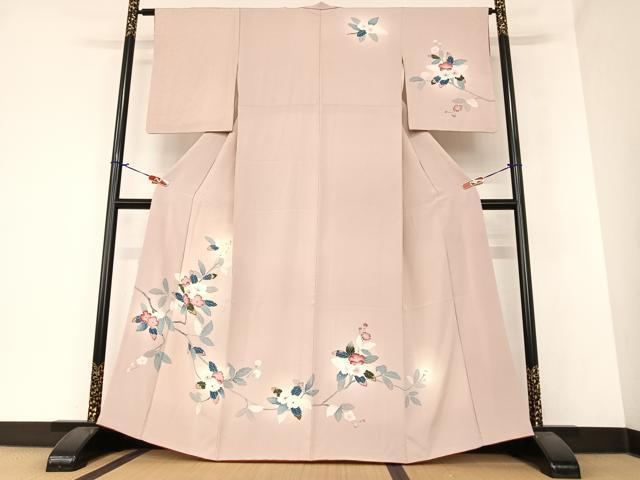 平和屋着物●訪問着　友禅　枝花文　暈し染め　正絹　逸品　AAAZ7387zg