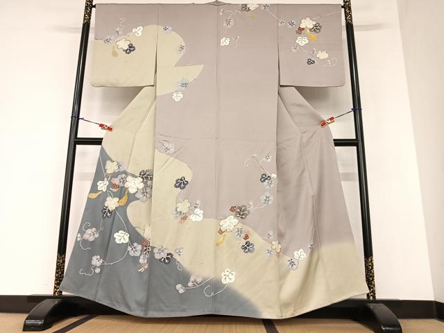 平和屋着物●訪問着　駒刺繍　瓢箪　金彩　正絹　逸品　AAAZ7411zg