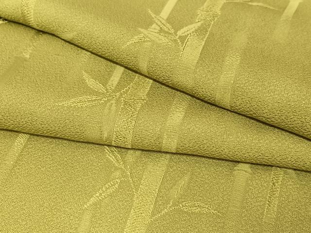 平和屋着物●上質な色無地　笹竹地紋　鶯茶色　正絹　逸品　AAAZ7435zg