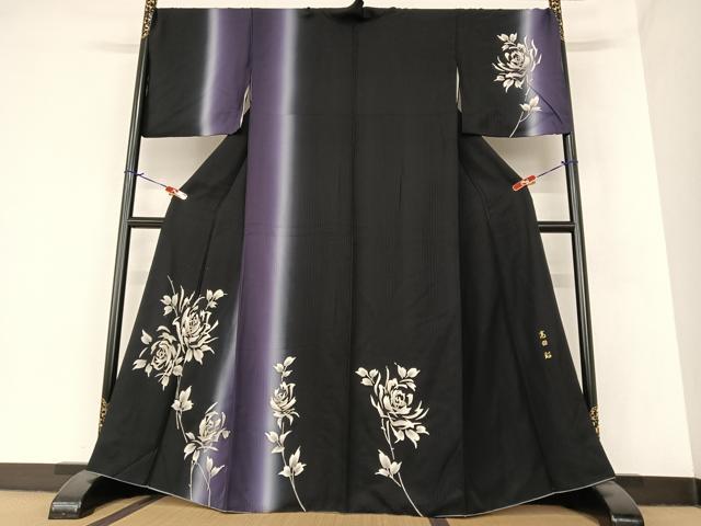 平和屋着物●高田昭　ろうけつ染め　訪問着　薔薇　暈し染め　金彩　正絹　逸品　AAAZ7436zg