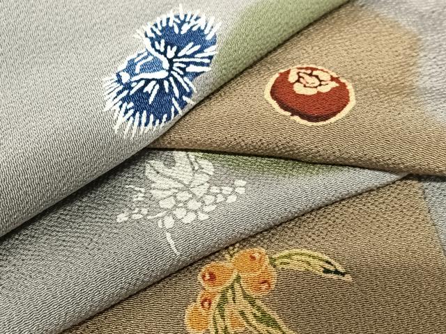 平和屋着物●上質な小紋　型染め　成り物　鬼しぼ縮緬　正絹　逸品　AAAZ7438zg