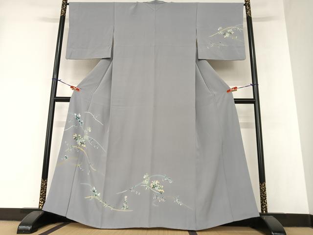 平和屋着物●訪問着　友禅　草花文　正絹　逸品　AAAZ7443zg