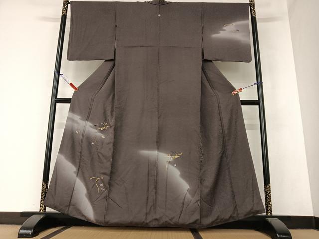 平和屋着物●訪問着　竹屋町刺繍　結び紐吹き寄せ文　暈し染め　正絹　逸品　AAAZ7444zg