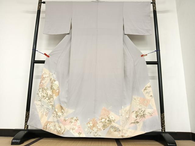 平和屋着物●豪華色留袖　駒刺繍　色紙重ね花文　金彩　正絹　逸品　AAAZ7449zg