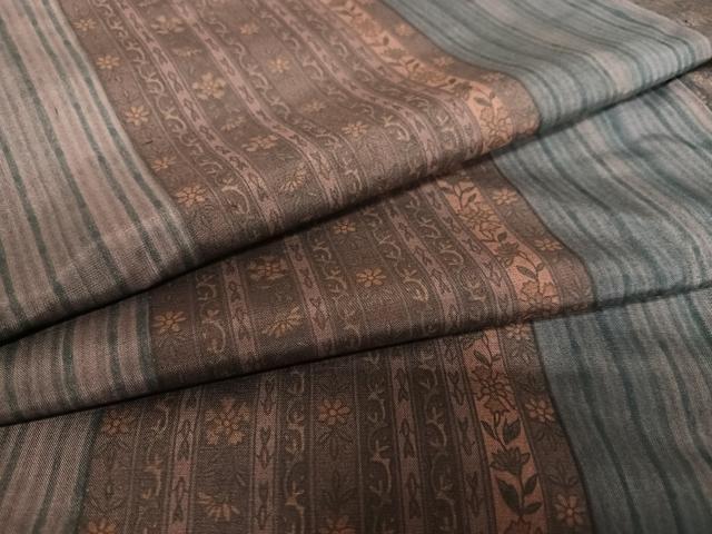 平和屋着物●本場染大島紬　花唐草間道　正絹　逸品　未使用　AAAZ7452zg