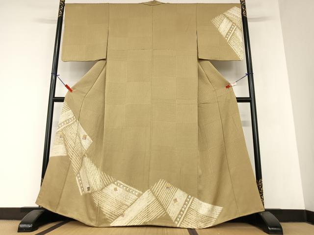 平和屋着物●訪問着　絞り　刺繍　破れ色紙花文　金糸　正絹　逸品　AAAZ7457zg