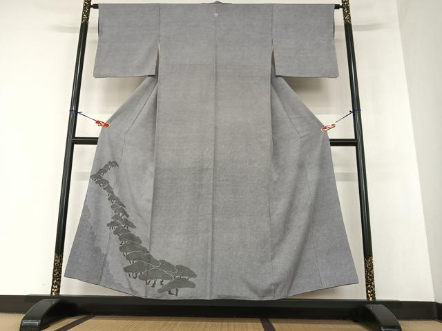 平和屋着物●人間国宝 小宮康孝　江戸小紋　訪問着　鮫小紋柄　松文　三越扱い　正絹　逸品　AAAZ7476zg