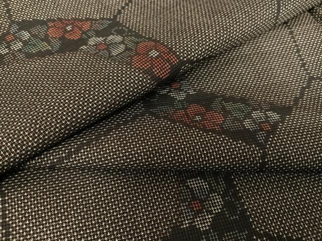 平和屋着物●本場大島紬　泥染　カタス7マルキ　花亀甲文　正絹　逸品　AAAZ7489zg