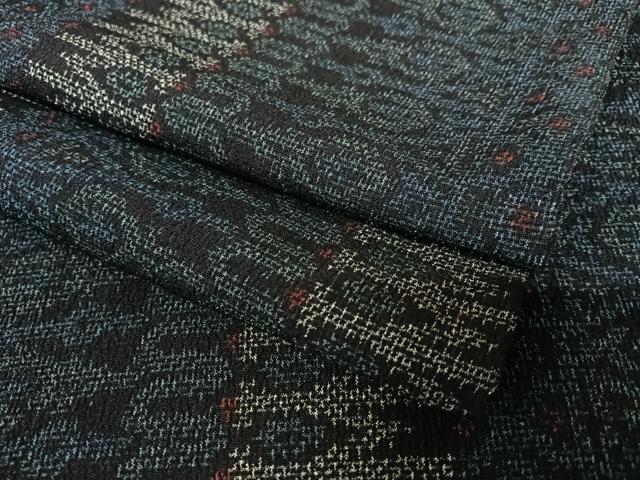 平和屋着物●お召　幾何学花間道　正絹　逸品　AAAZ7495zg