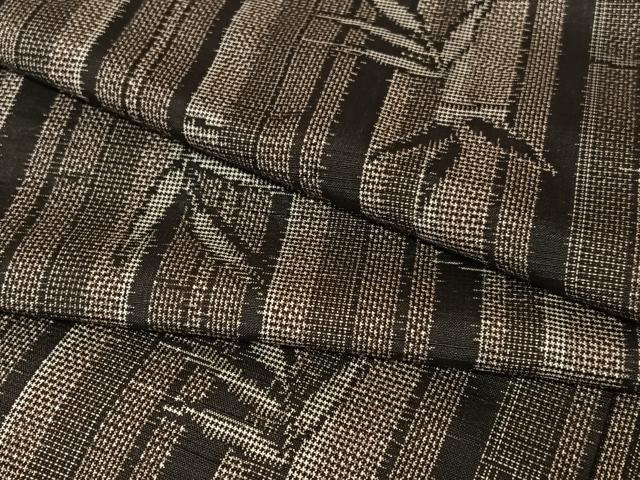 平和屋着物●上質な紬　笹竹文　正絹　逸品　AAAZ7546zg