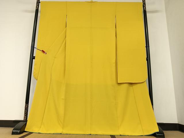 平和屋着物●豪華振袖　色無地　金色　正絹　逸品　AAAZ7567zg