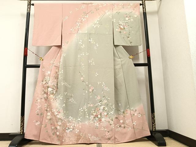 平和屋着物●訪問着　飛鶴雪輪　暈し染め　金銀彩　正絹　逸品　AAAZ7641ph