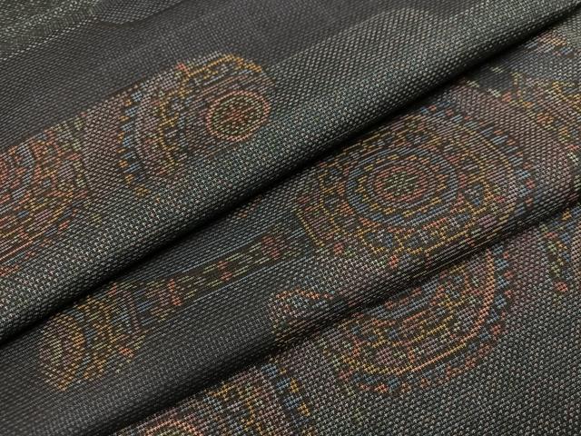 平和屋着物●本場大島紬　カタス７マルキ　花丸文　正絹　逸品　AAAZ7647ph